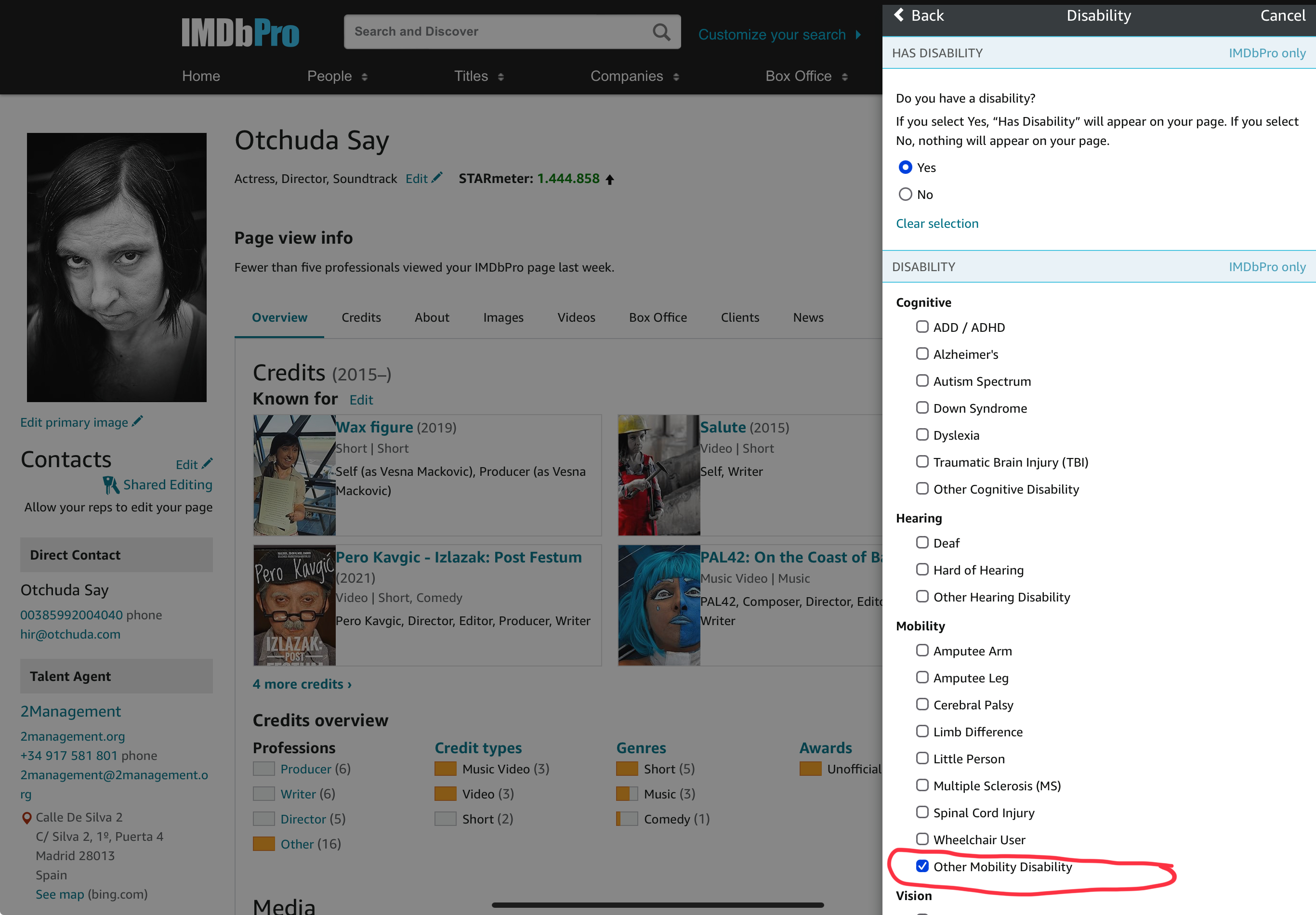 ‎Pro profile missing data about disability | IMDb Community Forums