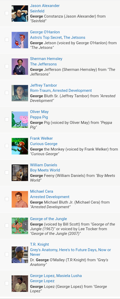 ‎LIVE POLL: Favorite TV George | IMDb Community Forums