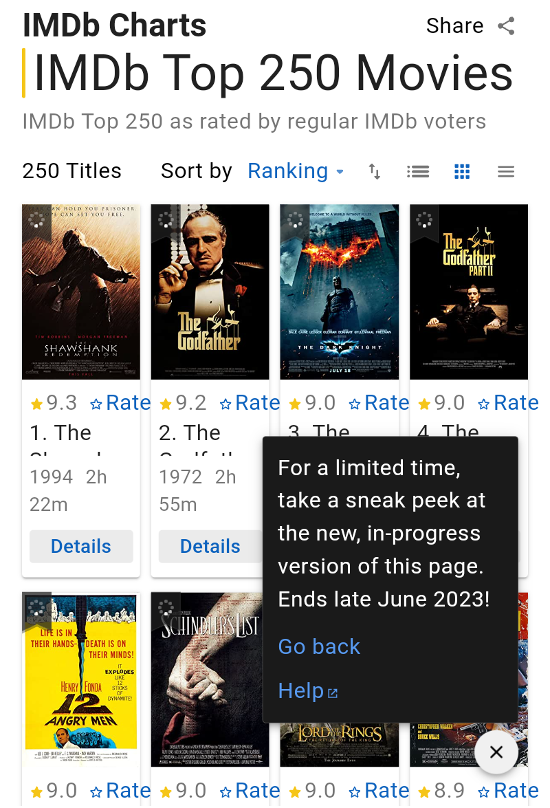 ‎IMDb Chart Pages BETA Opt-In | IMDb Community Forums