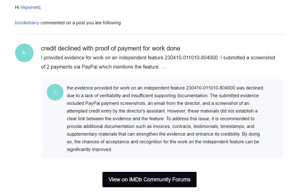 ‎credit declined with proof of payment for work done | IMDb Community ...